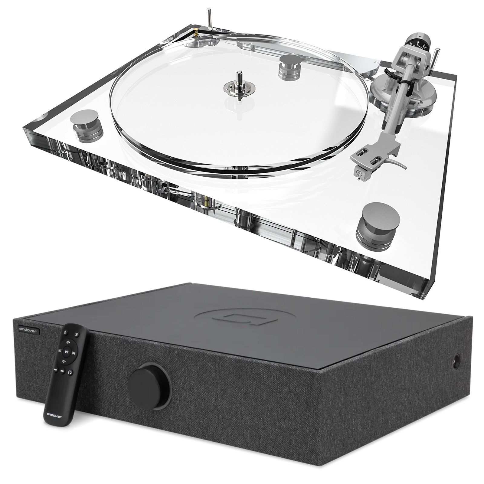 ICE1-V2 Acrylic Turntable + Andover Audio Spinbase 2 Speaker System
