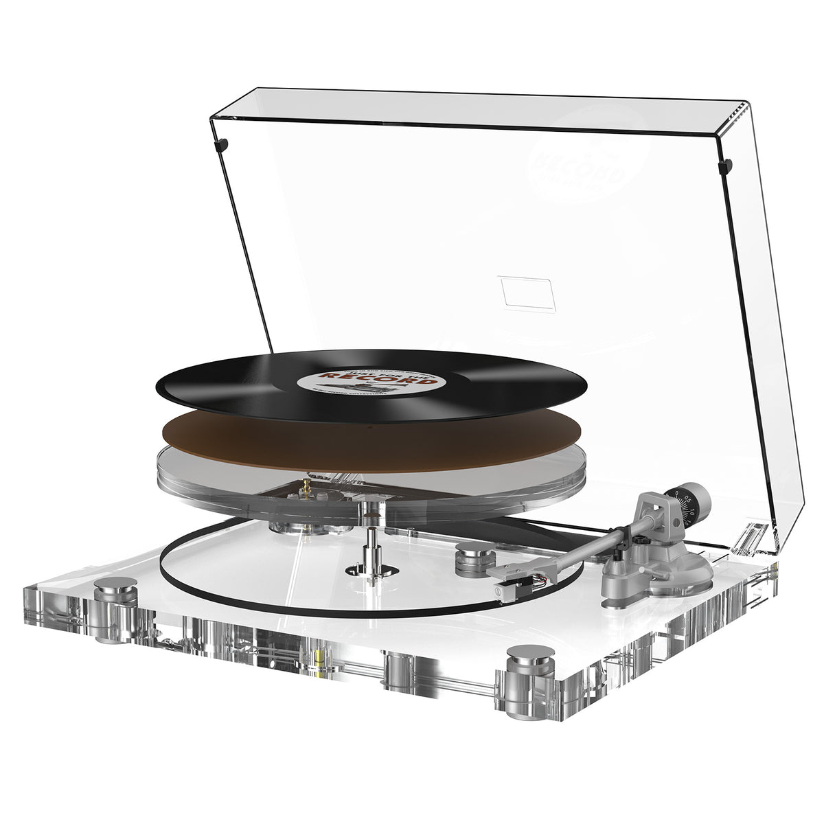 Audio Keeper | ICE1-V2 Clear Bluetooth Turntable - High-Fidelity Sound